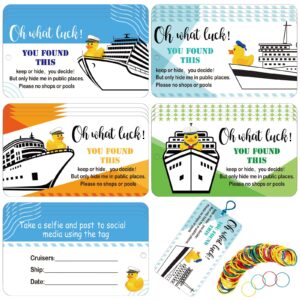 100 sets duck duck tags ducking game card cruise duck tags cruising tags 2 x 3.5 inches double sided duck tags with hole and rubber bands for halloween christmas party favor, 4 styles