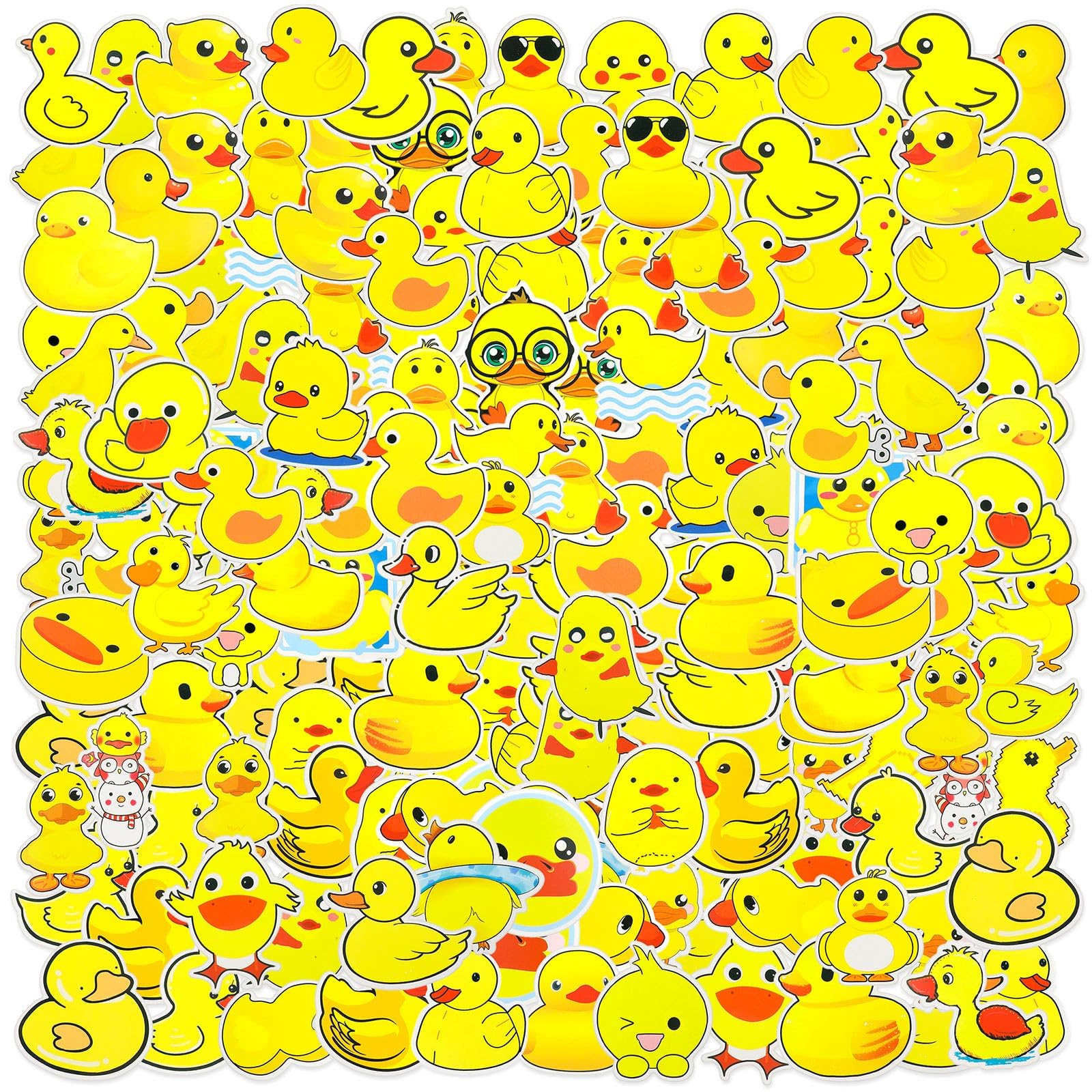 Sabary 200 Pcs Duck Stickers Bulk Cute Yellow Duck Waterproof Vinyls Stickers Decal Gifts for Water Bottles Sticker for Kids Teen Laptop Luggage Phone Skateboard Refrigerators Guitar