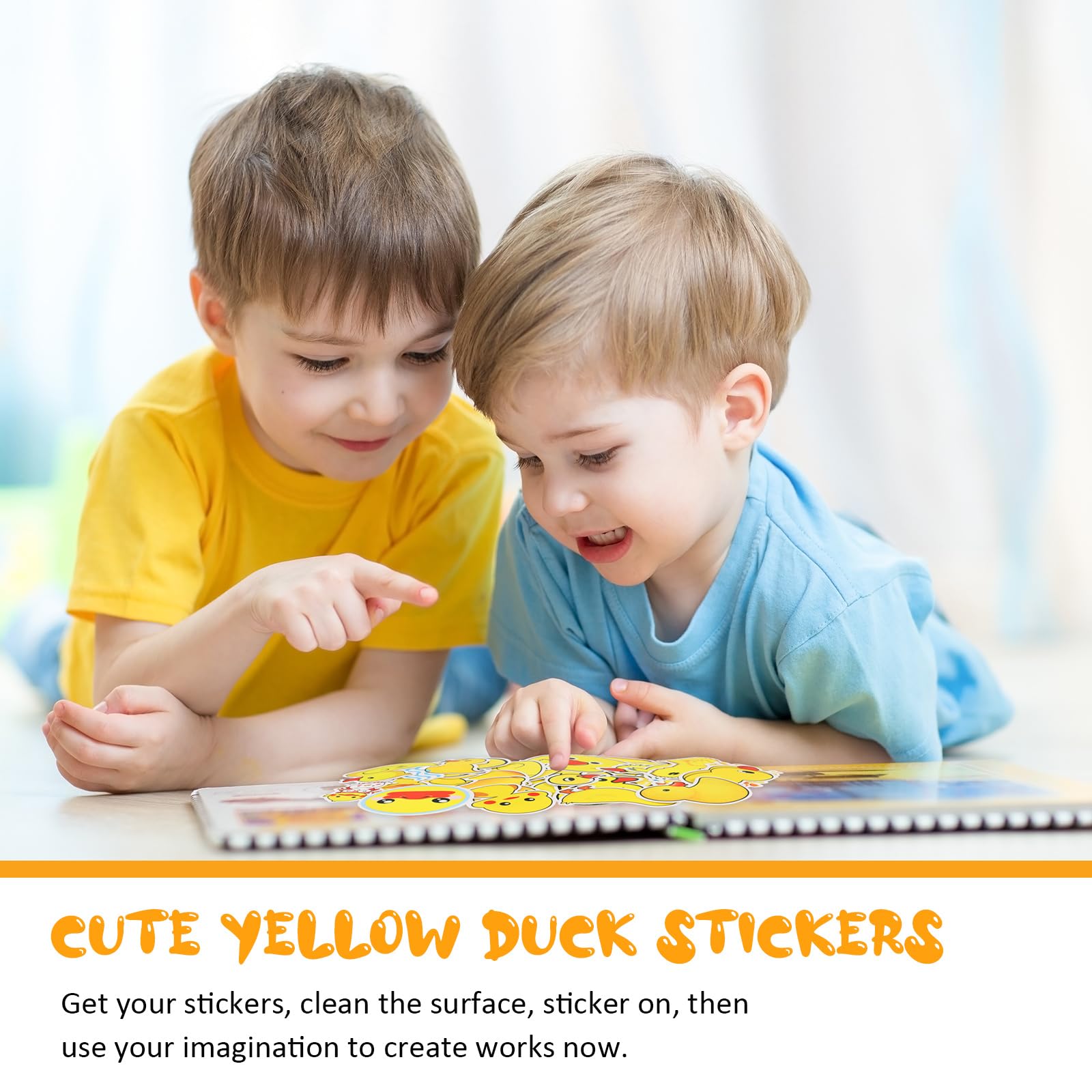 Sabary 200 Pcs Duck Stickers Bulk Cute Yellow Duck Waterproof Vinyls Stickers Decal Gifts for Water Bottles Sticker for Kids Teen Laptop Luggage Phone Skateboard Refrigerators Guitar