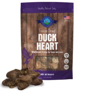 shepherd boy farms freeze dried dog treats, duck heart, all natural freeze-dried dog treat & dog snacks, made in usa, high in protein, essential nutrition of raw dog food, 8oz