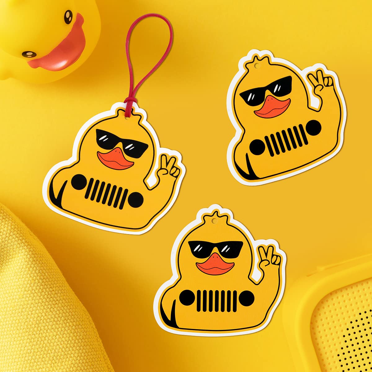 Fantasyon Funny Ducked Card 50 Pack Duck Duck Tags Attach to Rubber Ducks Duck Design With Round Hole and Rubber Bands 3.5 x 2 Inch