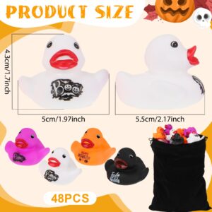 Jerify 48 Pcs Halloween Rubber Ducks 2 Inch Trick or Treat Halloween Ducks Rubber Ducks Ducks Costume Party Favors Ducks Bulk Gift Pack Goody Bag Filler Novelty Party Decorations with Storage Bag