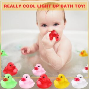 12 Packs Light up Rubber Ducks Glow Bath Toys Flashing Ducks for Bath for Teens on Birthday Easter Christmas Shower Pool Bath Toys Preschool Bathtub Bathroom (Cute Color)