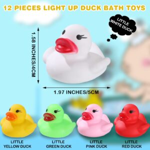 12 Packs Light up Rubber Ducks Glow Bath Toys Flashing Ducks for Bath for Teens on Birthday Easter Christmas Shower Pool Bath Toys Preschool Bathtub Bathroom (Cute Color)