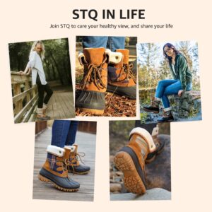 STQ Winter Snow Boots for Women Waterproof Cold Weather Women Duck Boots Taupe/Tan 8 M