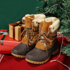 STQ Winter Snow Boots for Women Waterproof Cold Weather Women Duck Boots Taupe/Tan 8 M