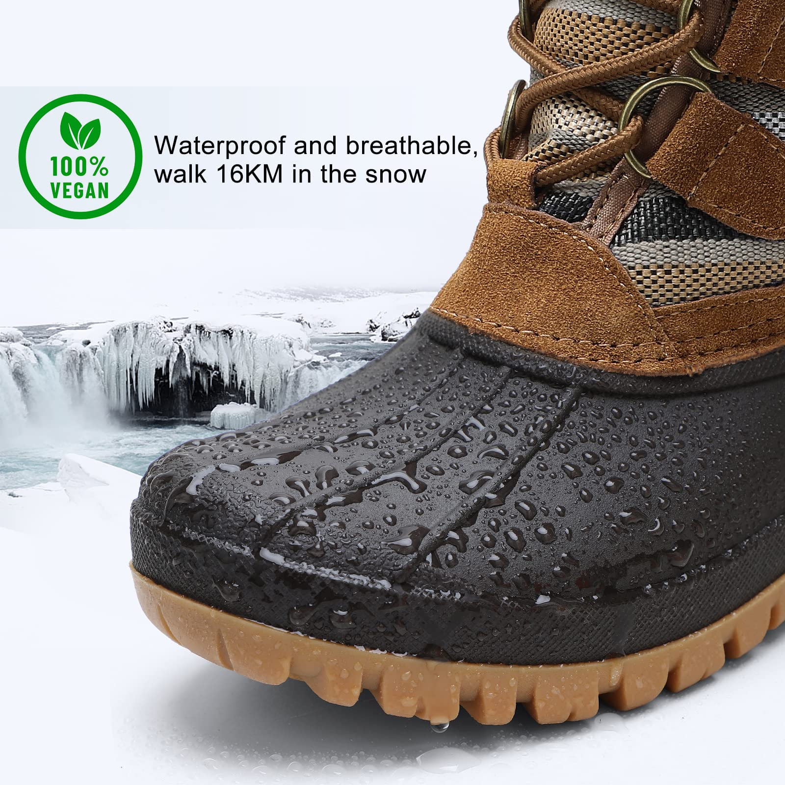 STQ Winter Snow Boots for Women Waterproof Cold Weather Women Duck Boots Taupe/Tan 8 M