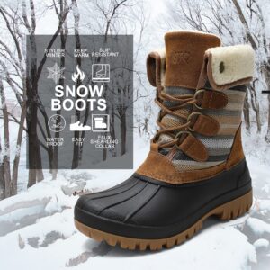 STQ Winter Snow Boots for Women Waterproof Cold Weather Women Duck Boots Taupe/Tan 8 M