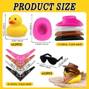 12 PCS Cowboy Duck with Hat and Sunglasses Mini Duckies Toys for Birthday Swimming Party Gift Favor