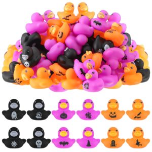 deekin 100 pcs patriotic rubber duck bulk 1.57 inch 4th of july float rubber ducks independence day small shower star rubber duck for memorial day baby shower summer party(pumpkin bat)