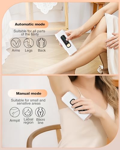 IPL Laser Hair Removal Device for Women Men at Home, Upgraded to 999,900 Flashes Permanent for Facial Legs Arms Bikini Line Whole Body Treatment (White)