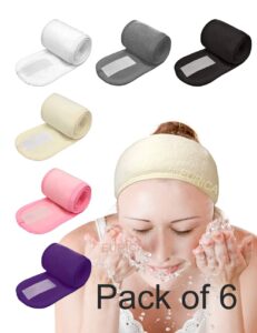 euicae spa headband hair wrap sweat headband head wrap hair towel wrap non-slip stretchable washable makeup headband for face wash facial treatment sport fits all white (mixed color)