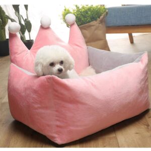 Small Dog Bed Cat Bedround Upholstered Pet Bed, Durable Crown Pet Nest,self-heating Leisure Bed Super Soft Short Hair Plus Removable And Washable Pet Suppliesproviding A Warm Home For Pets In Winter