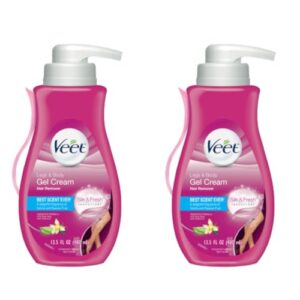 hair removal cream â€“ veet silk and fresh technology legs & body gel cream hair remover, sensitive formula with aloe vera and vitamin e, pump bottle, 13.5 fl oz (pack of 2)