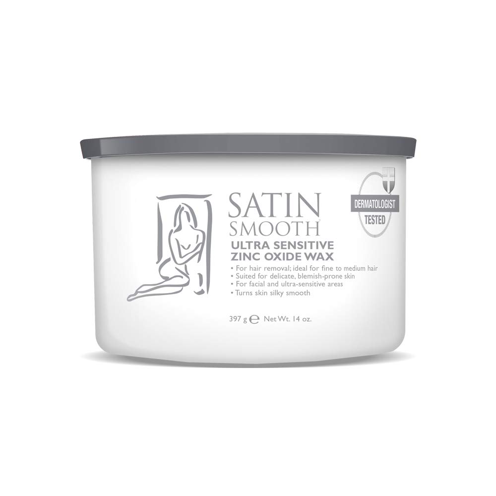 Satin Smooth Ultra Sensitive Zinc Oxide Wax, For Hair Removal, Ideal for Fine to Medium Hair, Suitable for Delicate Skin, 14 oz, 1-pack