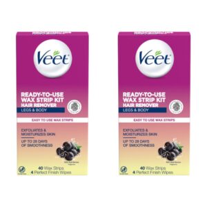 veet leg and body hair remover cold wax strips, 40 ct (pack of 2)