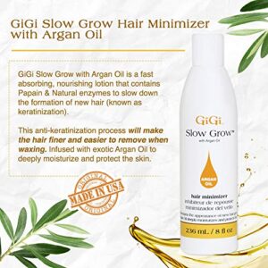 GiGi Slow Grow Hair Inhibitor Lotion with Argan Oil, Hair Regrowth Minimizer, Men and Women, 8 oz, 1-pack