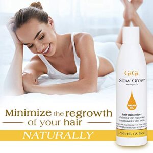 GiGi Slow Grow Hair Inhibitor Lotion with Argan Oil, Hair Regrowth Minimizer, Men and Women, 8 oz, 1-pack