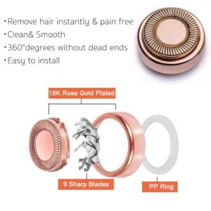 Facial Hair Remover Replacement Heads: Compatible with Finishing Touch Flawless Facial Hair Removal Tool for Women As Seen On TV 18K Gold-Plated Rose Gold (Generation 1 2pack)