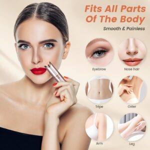 Facial Hair Removal for Women, Mini Hair Remover, Electric Razor Shaver Portable Bikini Epilator for Lips, Chin, Armpit, Peach Fuzz, Fingers, Neck, Cheek and USB Rechargeable(Champagne）