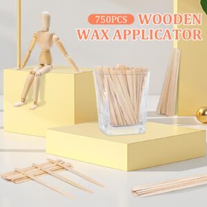 750Pcs Wooden Wax Sticks Eyebrow Lip Nose Waxing Sticks Small Wax Applicator Sticks Spatulas Applicator for Hair Removal and Smooth Skin Spa and Home Usage (750PCS)