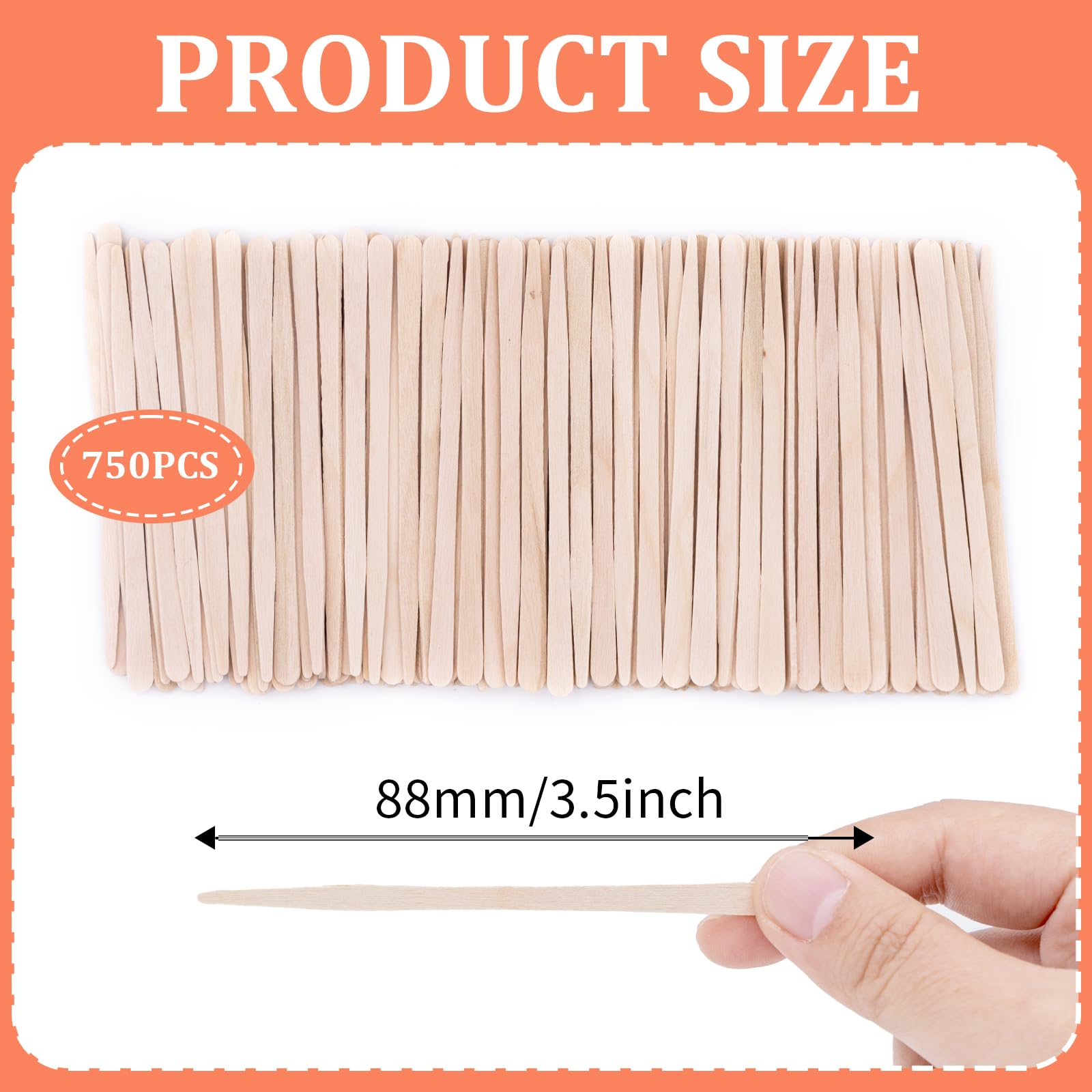 750Pcs Wooden Wax Sticks Eyebrow Lip Nose Waxing Sticks Small Wax Applicator Sticks Spatulas Applicator for Hair Removal and Smooth Skin Spa and Home Usage (750PCS)