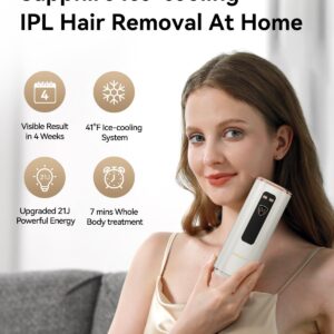 MEGELIN X PRO IPL Hair Removal for Women and Men, 21J Sapphire Cooling System Permanent Lase Hair Removal Device with Unlimited Flashes, Painless at-Home Remover for Facial Bikini Lines Legs Arms