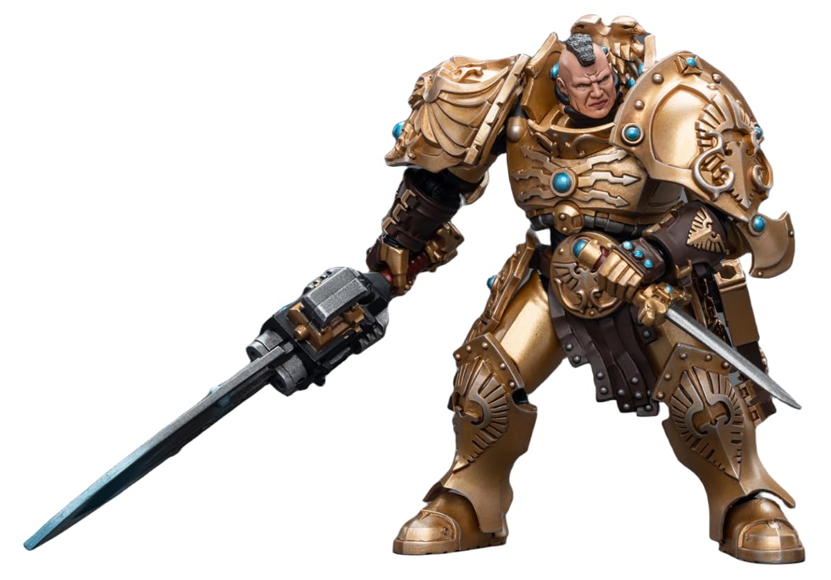 HiPlay JoyToy Warhammer 40K Collectible Figure: Adeptus Custodes Custodian Guard with Sentinel Blade 1:18 Scale Action Figures JT7837 (Guard with Sentinel Blade)