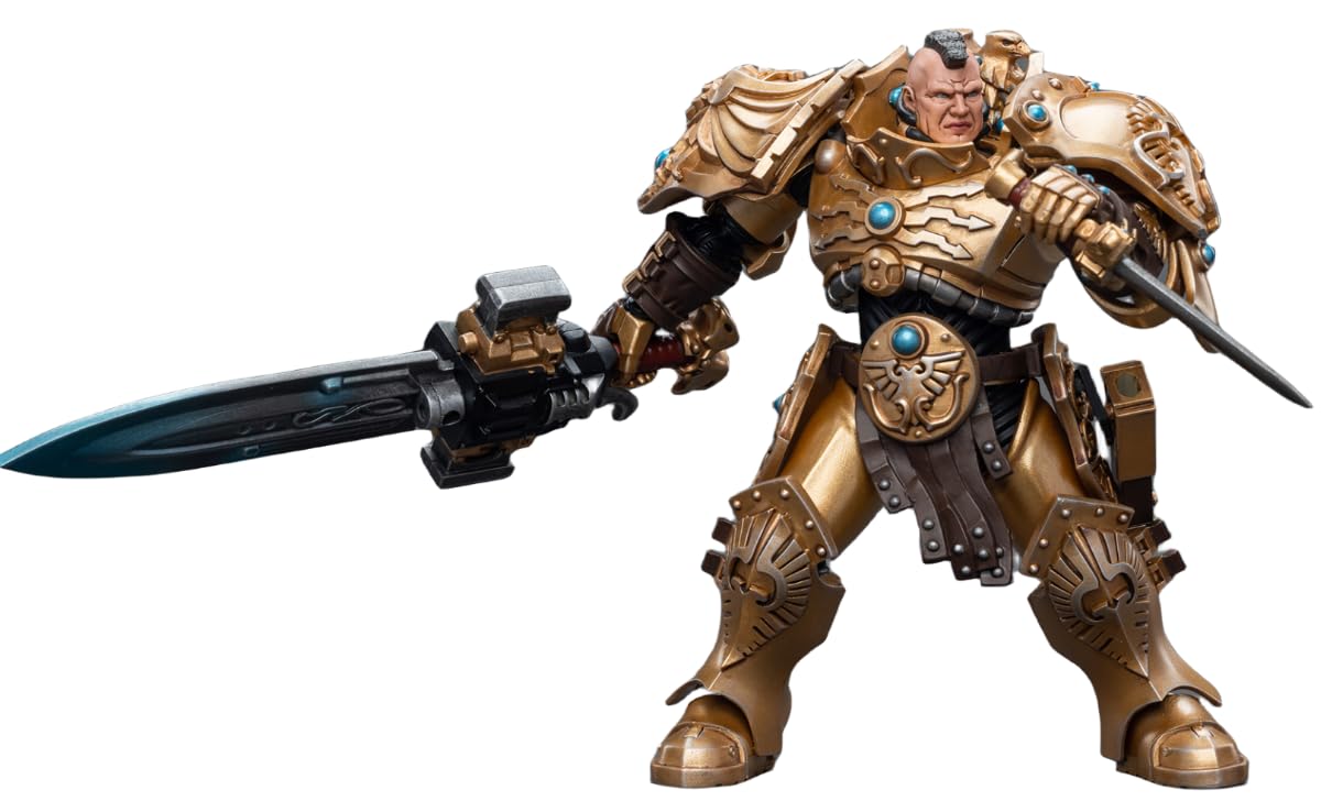 HiPlay JoyToy Warhammer 40K Collectible Figure: Adeptus Custodes Custodian Guard with Sentinel Blade 1:18 Scale Action Figures JT7837 (Guard with Sentinel Blade)