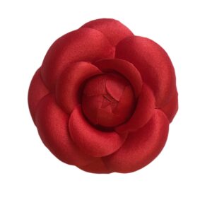 m&s schmalberg camellia silk fabric flower pin brooch flower. red camellia brooch pin - hand-made in new york's garment center (american made)