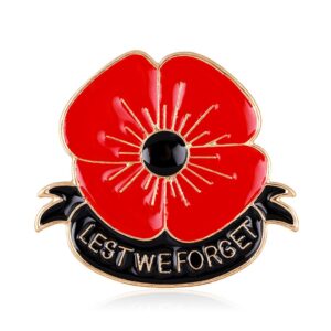 lest we forget enamel red poppy flower brooch remembrance day gift veterans day remembrance day memorial day