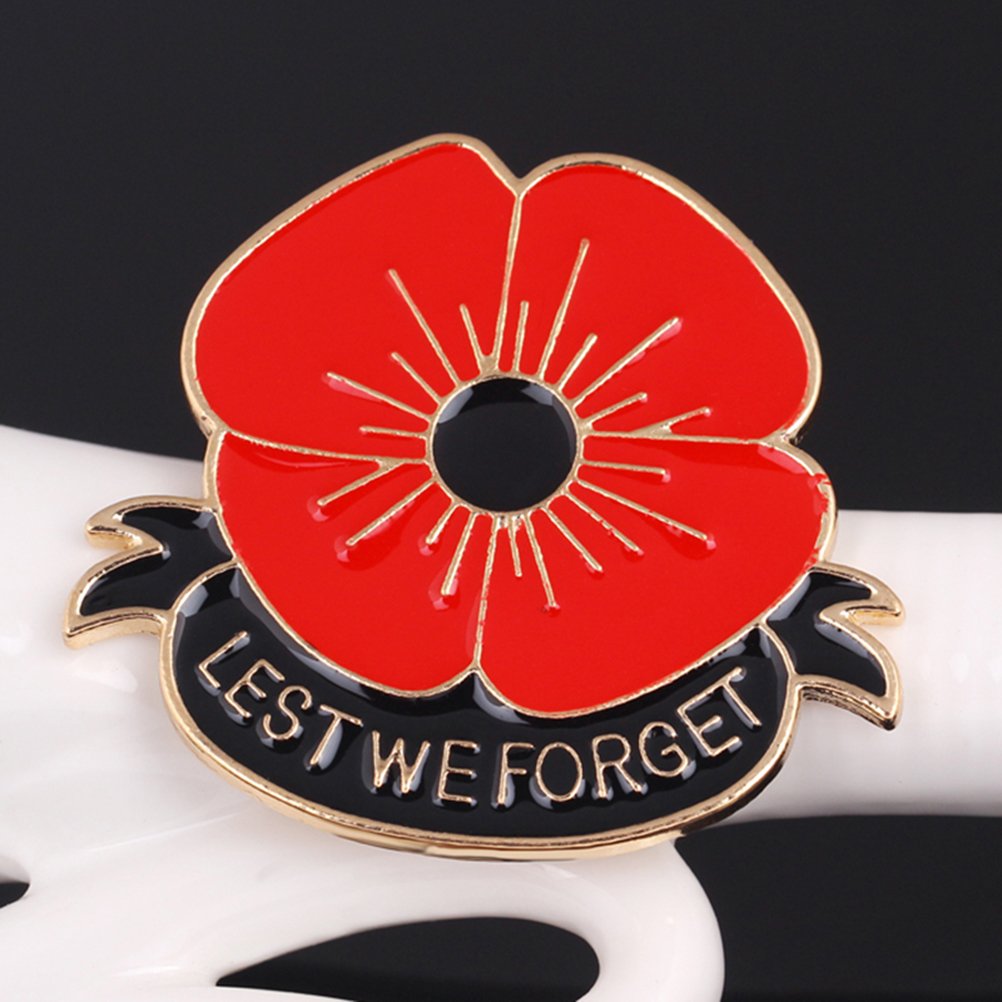 Lest We Forget Enamel Red Poppy Flower Brooch Remembrance Day Gift Veterans Day Remembrance Day Memorial Day