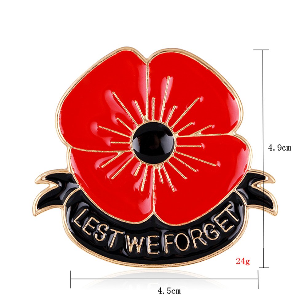 Lest We Forget Enamel Red Poppy Flower Brooch Remembrance Day Gift Veterans Day Remembrance Day Memorial Day