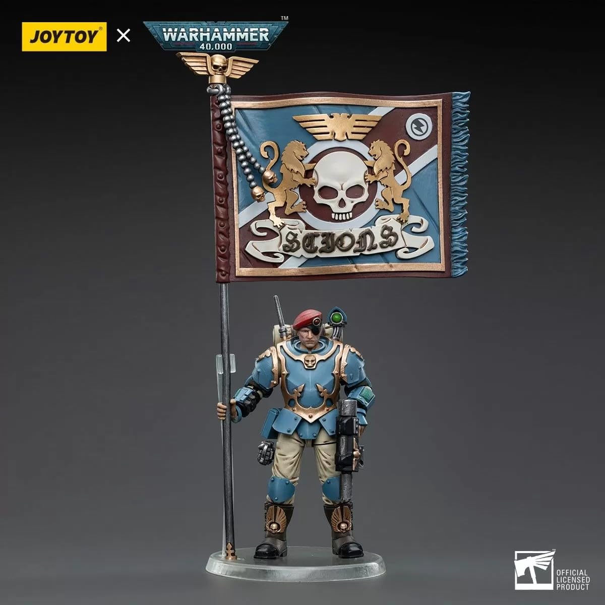 JoyToy Warhammer 40k: Astra Militarum Tempestus Scions Command Squad 55th Kappic Eagles Banner Bearer 1:18 Scale Figure