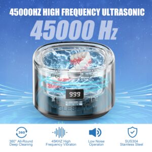 Ultrasonic Cleaner for Retainer, 30W Professional Ultrasonic Jewelry Cleaner, Digital Display Timer for Dentures, Night Dental Mouth Guard, Aligner,Denture Cleaner Machine with Brush Kit and Basket