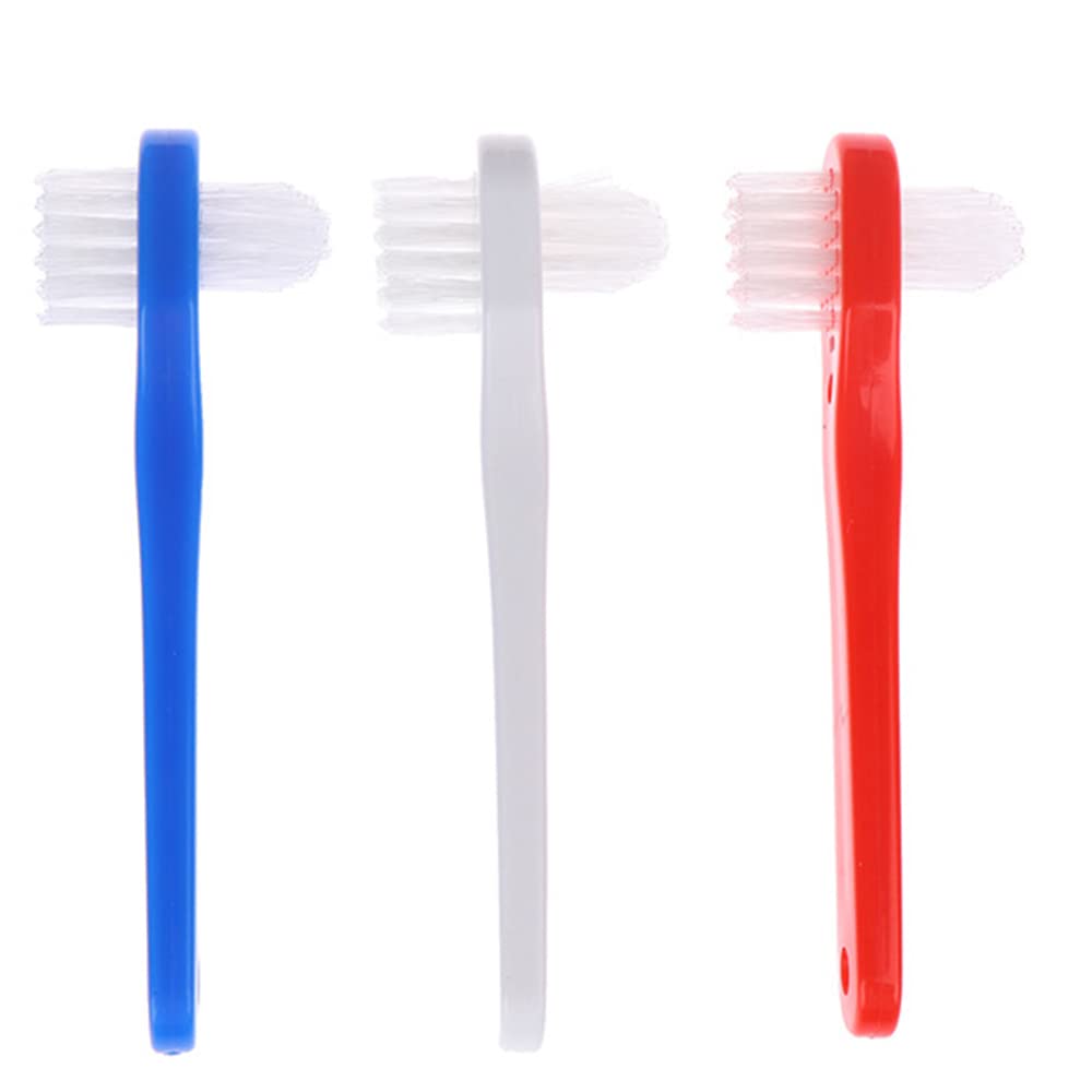 JINJIASUYISU 3Pcs Denture Brush Dual Head Toothbrushes Hard Denture Cleaning Brush Denture Toothbrush Cleaning Brush for Keeping Dentures Clean