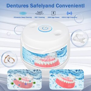 Ultrasonic Retainer Cleaner Machine - 45kHz Deep Cleaning for Dentures, Aligners, Mouth Guards, Whitening Trays, Toothbrush Heads, and Braces 200ML Portable Ultrasonic UV Retainer Cleaner for Dentures