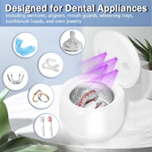 Ultrasonic Retainer Cleaner Machine - 45kHz Deep Cleaning for Dentures, Aligners, Mouth Guards, Whitening Trays, Toothbrush Heads, and Braces 200ML Portable Ultrasonic UV Retainer Cleaner for Dentures