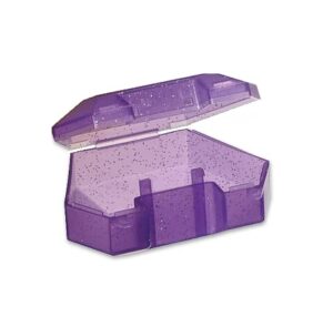 american goods glitter denture bath case cup box holder storage soak container for travel 3" (purple)