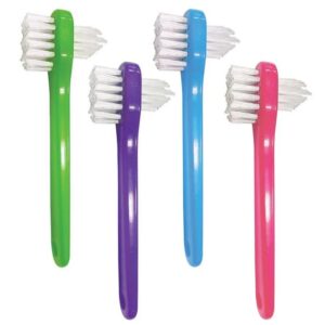 american goods 4pcs denture dual head brush cleaning care denture toothbrush every day & traveling use (assorted)