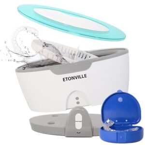 etonville ultrasonic retainer cleaner machine | perfect for dentures, mouth guards and jewelry | easy to fill & dump with removable tank