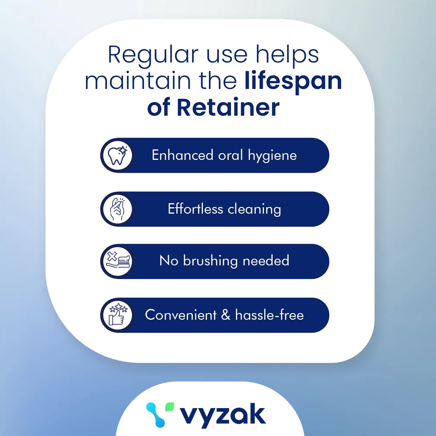 Vyzak - Retainer Cleaner Tablets (30 Pack) - Mint Flavor Fast Acting Dental Cleaning Tablets for Retainers, Mouth Guard, Night Guards, Snore Guards, Sport Devices & TMJ Devices - Removes Odor & Plaque