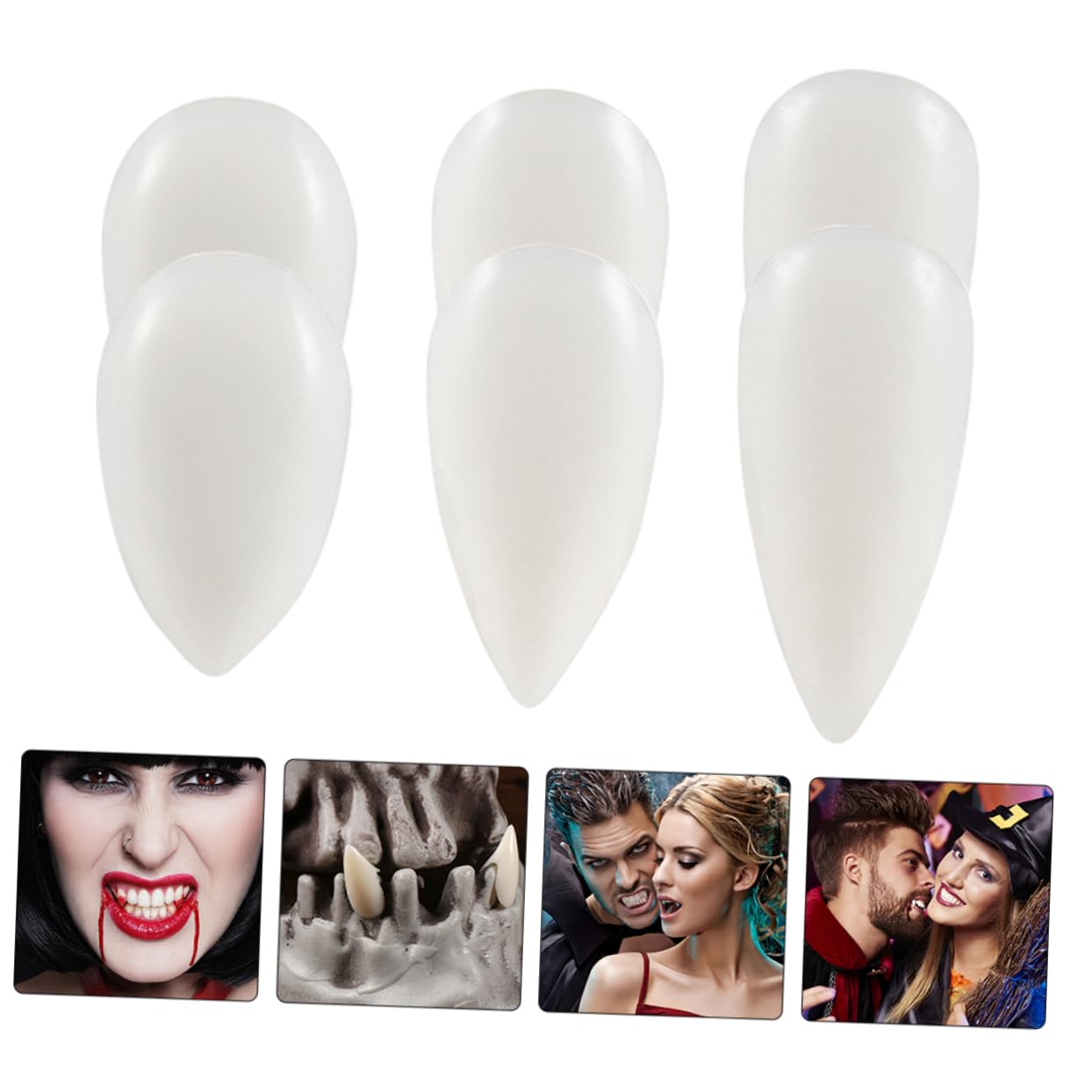 ibasenice Horror False Teeth 30 Pairs Halloween Dentures White Prom Resin Apparel Fake Teeth Prop