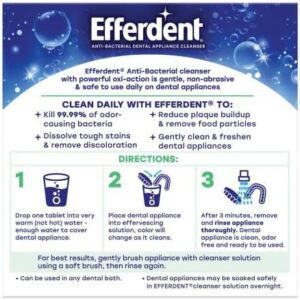 Efferdent Cleaning Tablets for Dentures, Partials, Retainers, Aligners, and Other Denture Applianes, Minty Fresh & Clean, 44 Count in Each (Pack of 12)