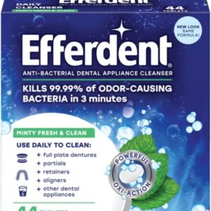 Efferdent Cleaning Tablets for Dentures, Partials, Retainers, Aligners, and Other Denture Applianes, Minty Fresh & Clean, 44 Count in Each (Pack of 12)