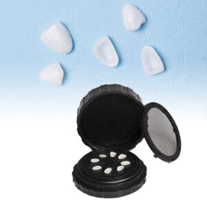 Round Shape Denture Case, Definitely No Leak Denture Bath Box for Traveling with Strainer and Magnetic Mirror, Reusable & Portable, Denture Cup for Care (BLACK)