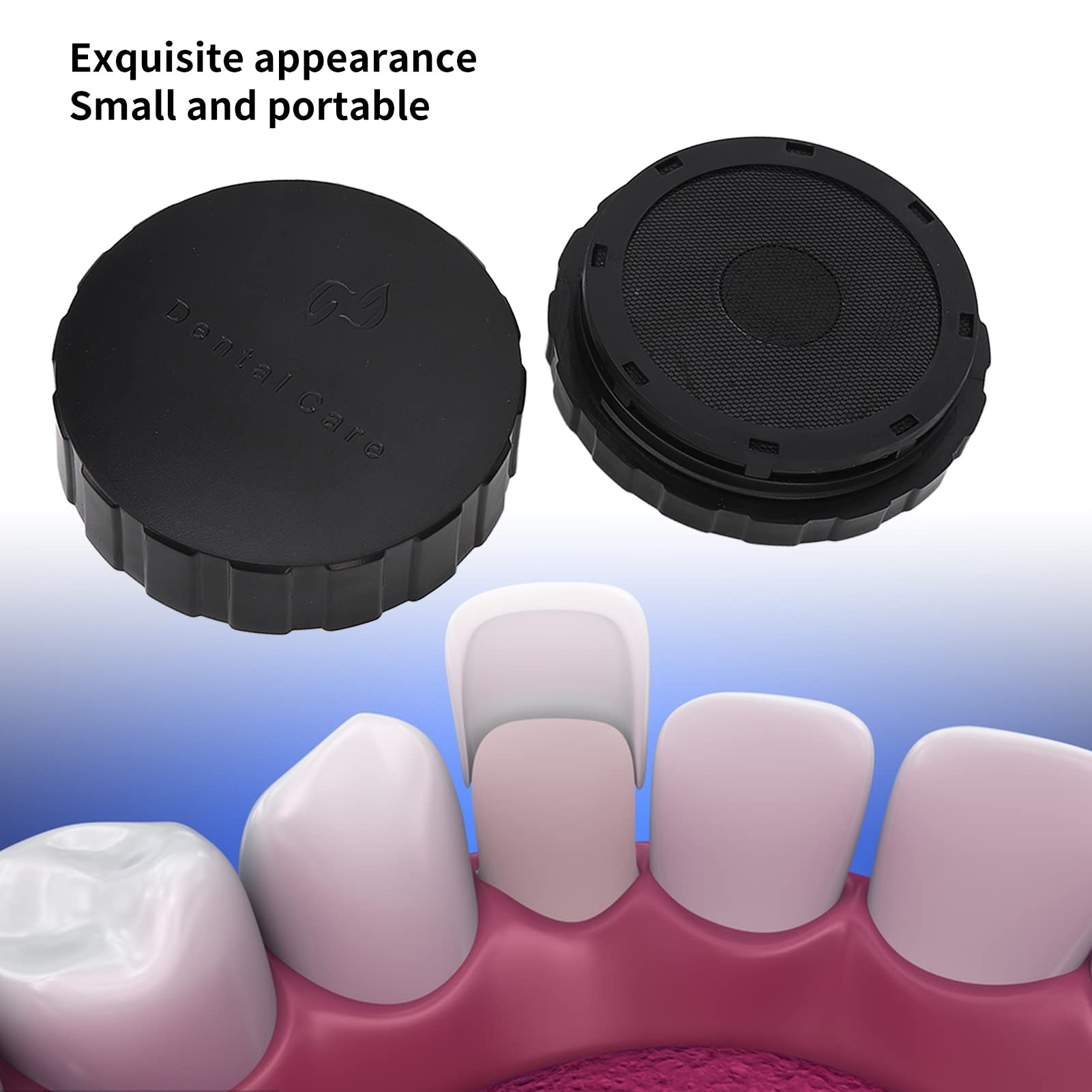 Round Shape Denture Case, Definitely No Leak Denture Bath Box for Traveling with Strainer and Magnetic Mirror, Reusable & Portable, Denture Cup for Care (BLACK)