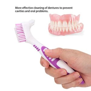 Cryfokt Denture Cleaning Brush, Purple Denture Toothbrush, Ergonomic Portable Indoor for Home Travel Outdoor