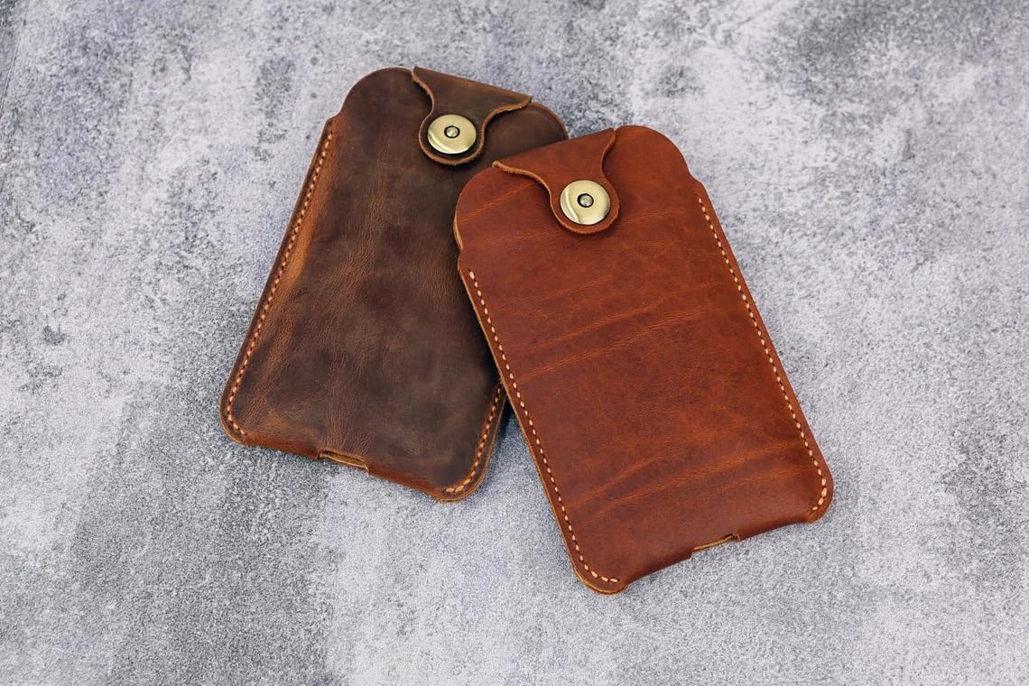 Personalized leather Phone sleeve pouch flip case with belt clip loop leather phone sleeve case for iPhone 15 14 13 Pro Max W09-LPSN