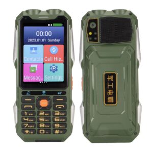 gowenic rugged senior cellphone, 4g 4in touch screen, large button, 18000mah battery, led flashlight, loud sound, quick dial phone,7.0, extended standby time (green)